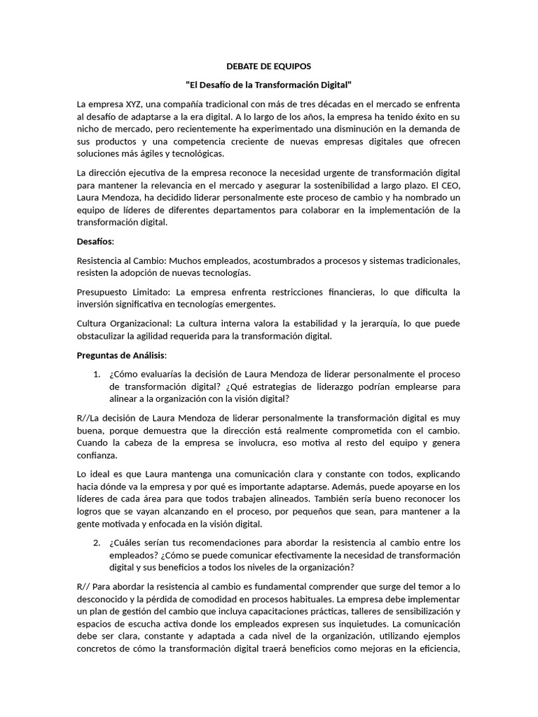 DEBATE DE EQUIPOS - Semana I | PDF | Innovación | Liderazgo