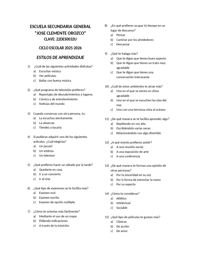 Visual Auditivo Kinestésico | PDF