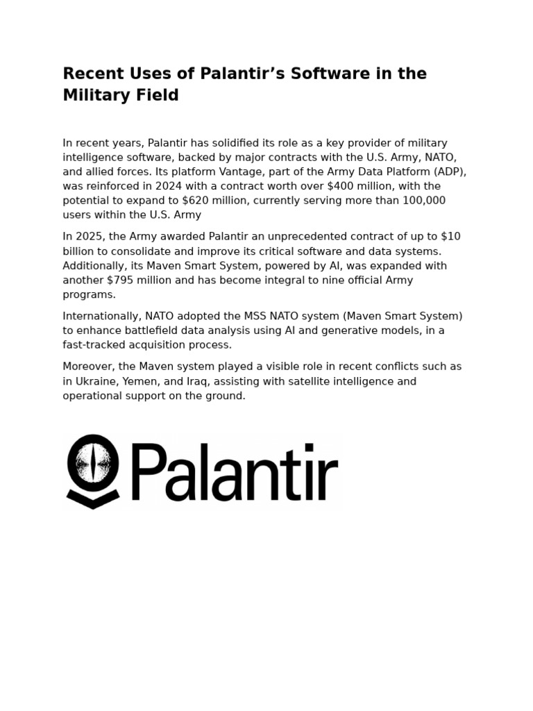 Palantir's Military Software Impact | PDF