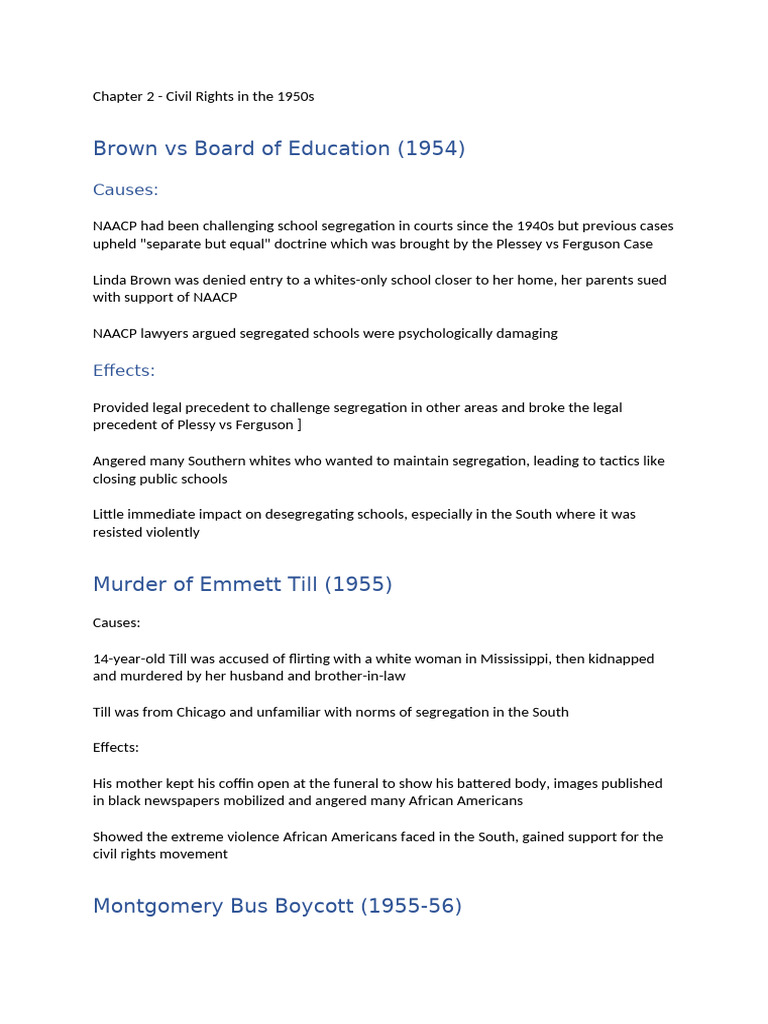 Civil Rights Movement: Key Events of the 1950s | PDF | Racial ...