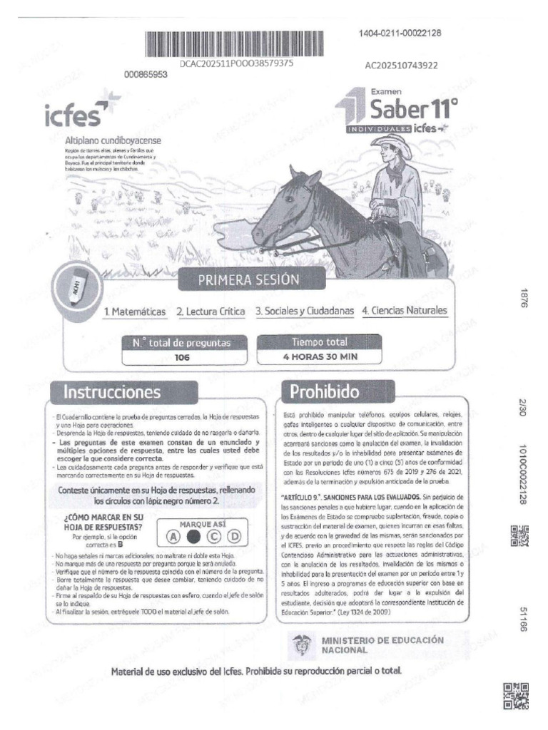 Icfes1ra Sesion2025 Cala | PDF