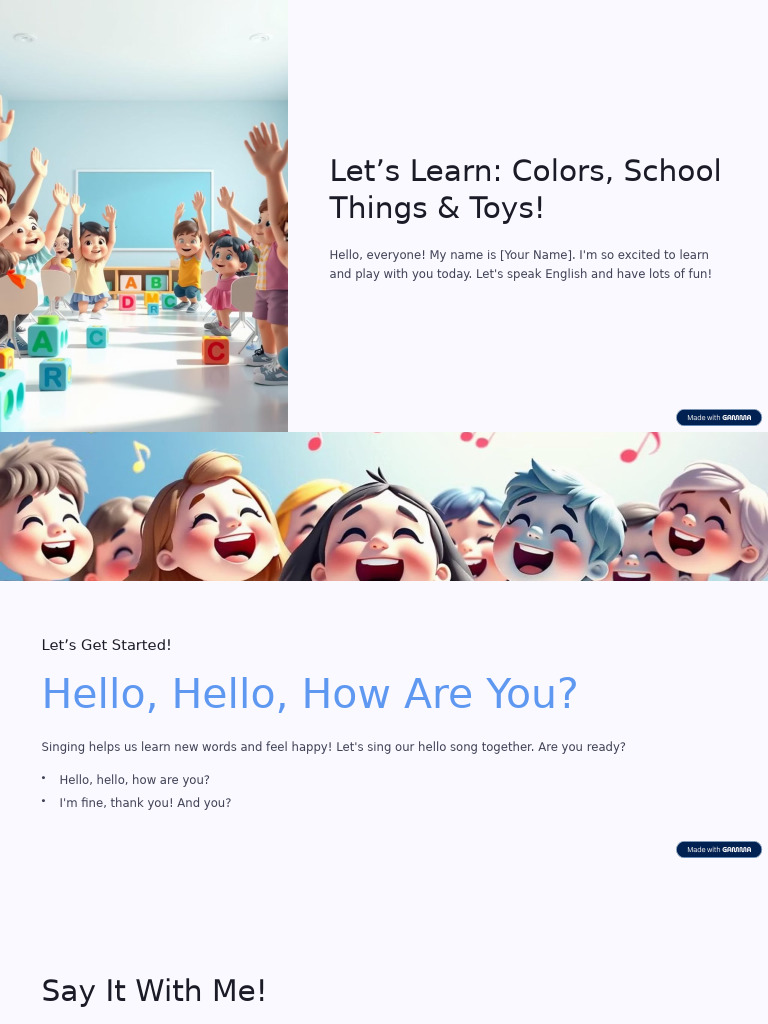 Lets Learn Colors School Things and Toys | PDF