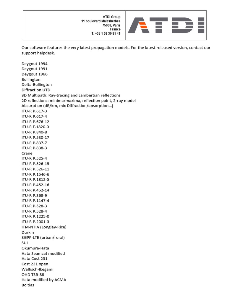 Advanced Propagation Models Software | PDF