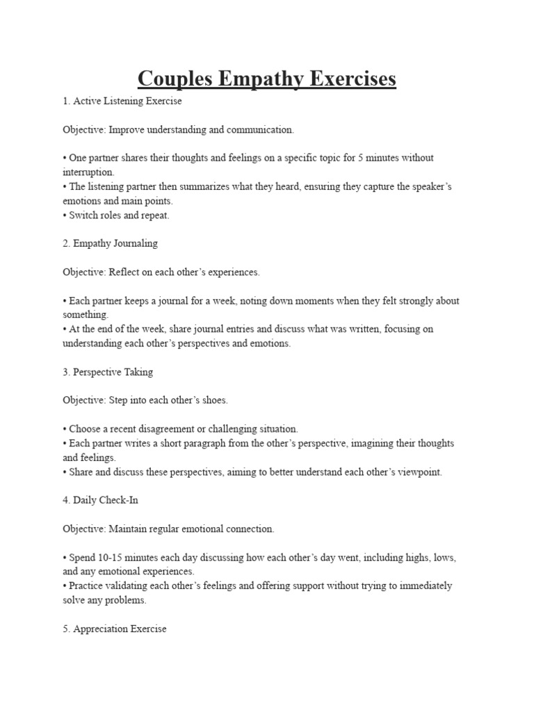 Empathy Exercises for Couples | PDF | Empathy | Communication