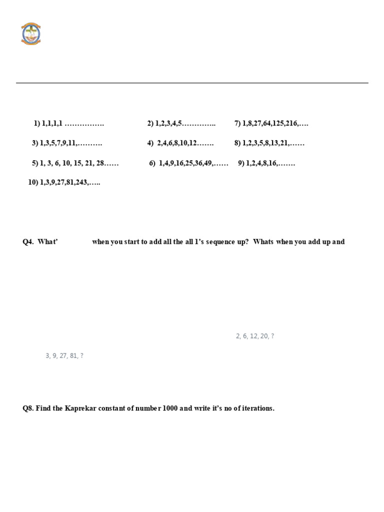 VI Mathematics Revision Worksheet | PDF