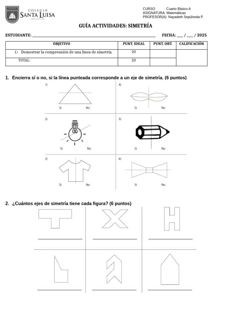 Actividades de Simetría para Matemáticas | PDF