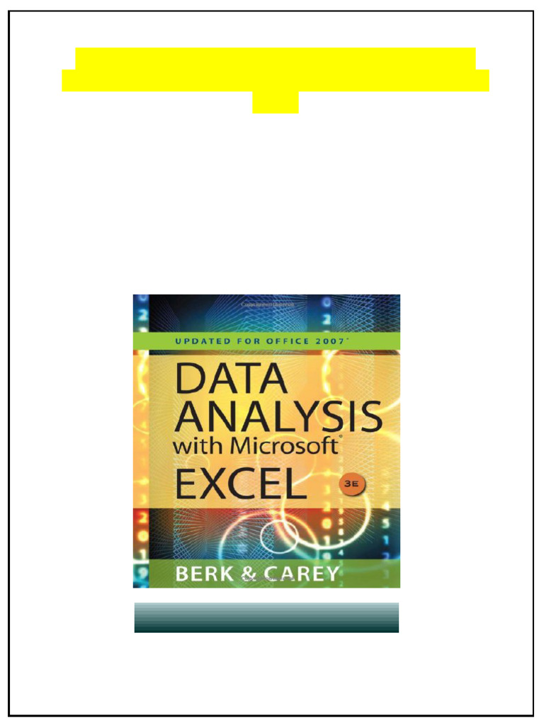 Data Analysis With Microsoft Excel Updated For Office 2007 3rd Edition Kenneth N. Berk PDF ...