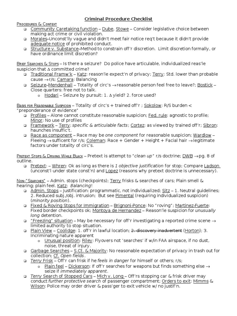Criminal Procedure Checklist: Long Detention | PDF