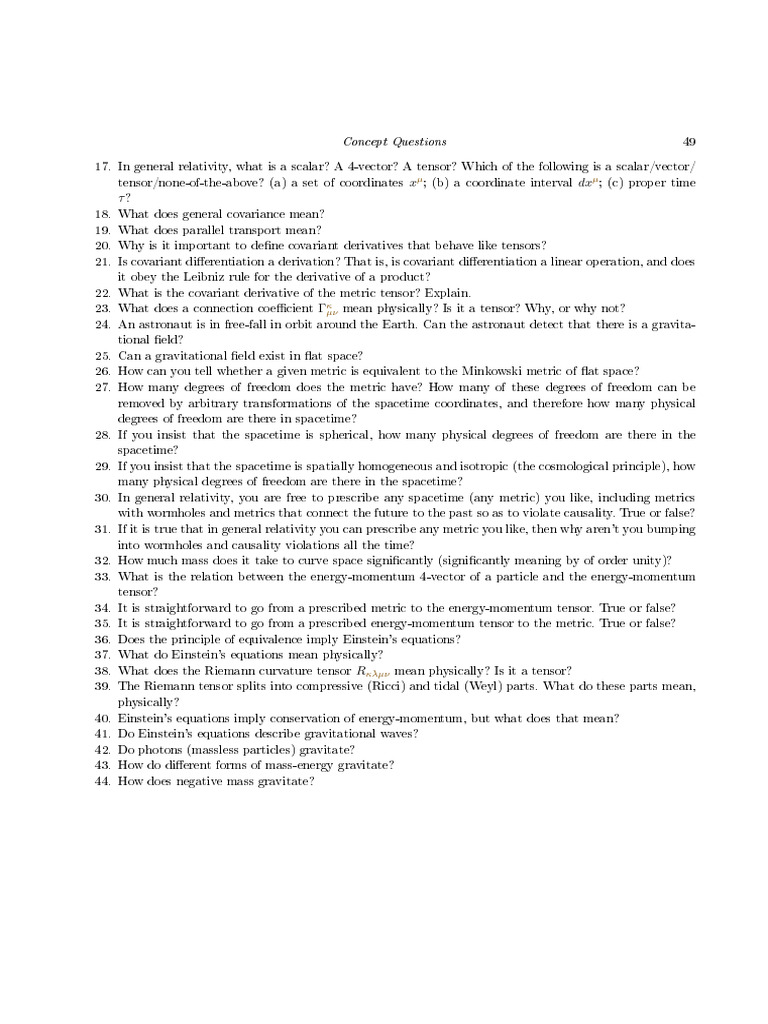 Fundamentals of General Relativity Concepts | PDF | General Relativity ...