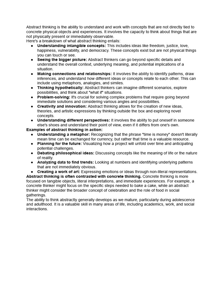 Understanding Abstract Thinking | PDF | Thought | Abstraction
