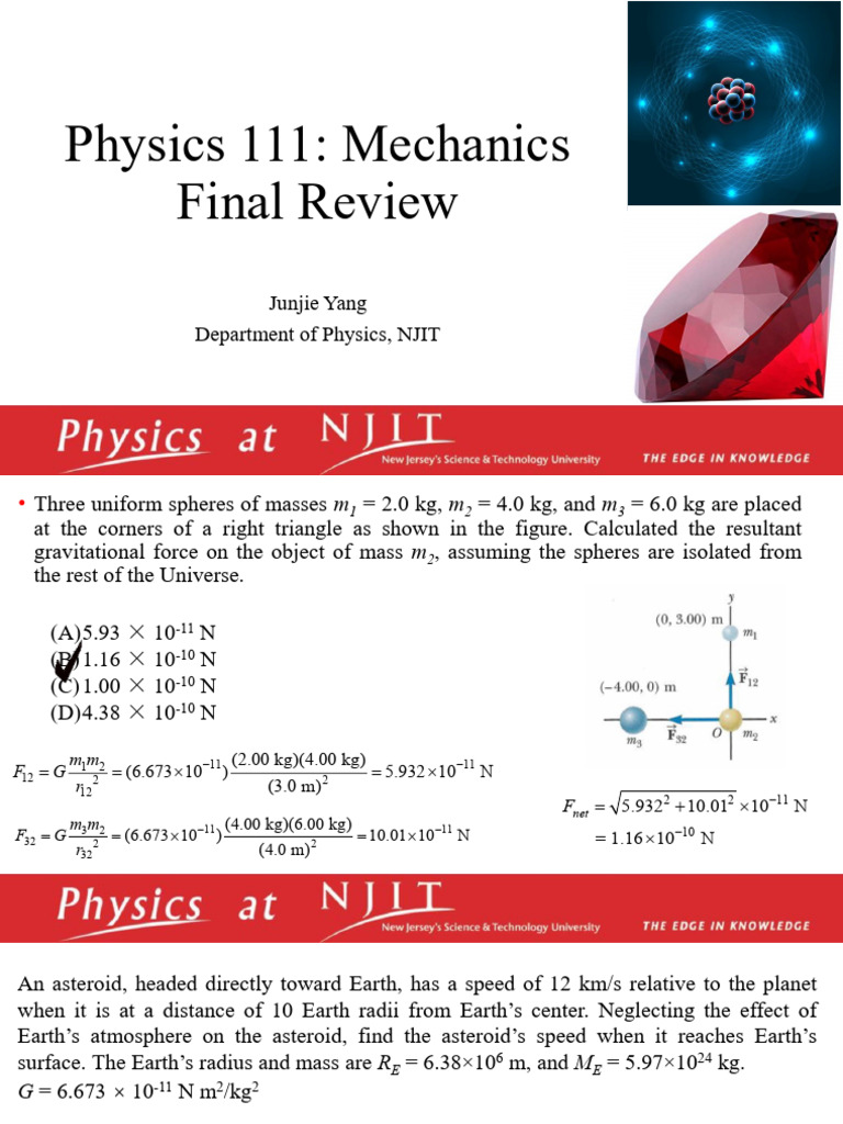 PHYS111 Final Review Yang Fall 2024 Problem-Solutions | PDF | Rotation Around A Fixed Axis ...