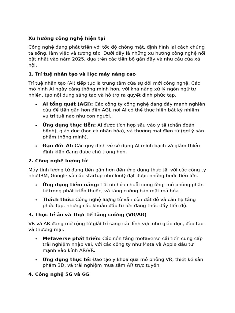 Xu Hướng Công Nghệ Hiện Tại | PDF
