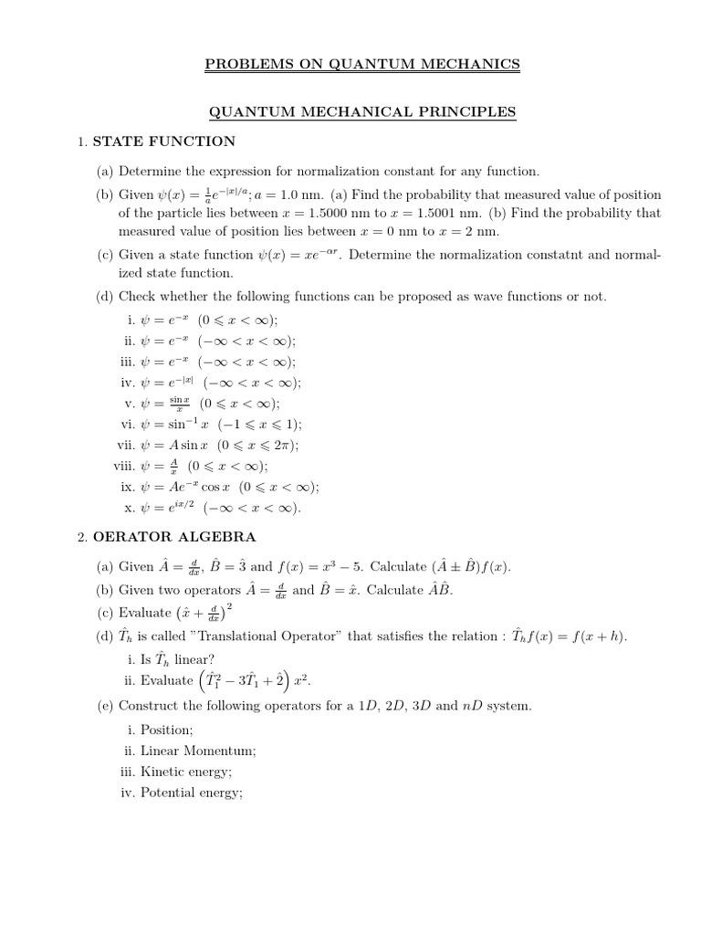 Quantum Mechanics: Key Concepts and Problems | PDF | Quantum Mechanics ...