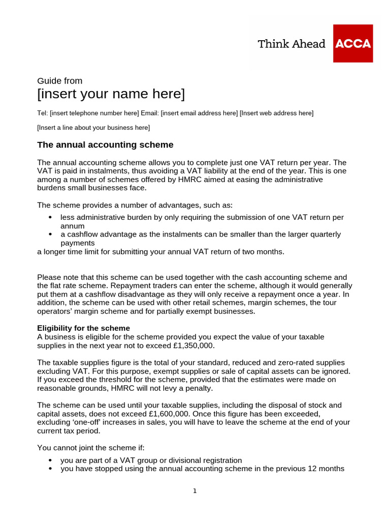Annual Accounting Scheme | PDF | Value Added Tax | Payments