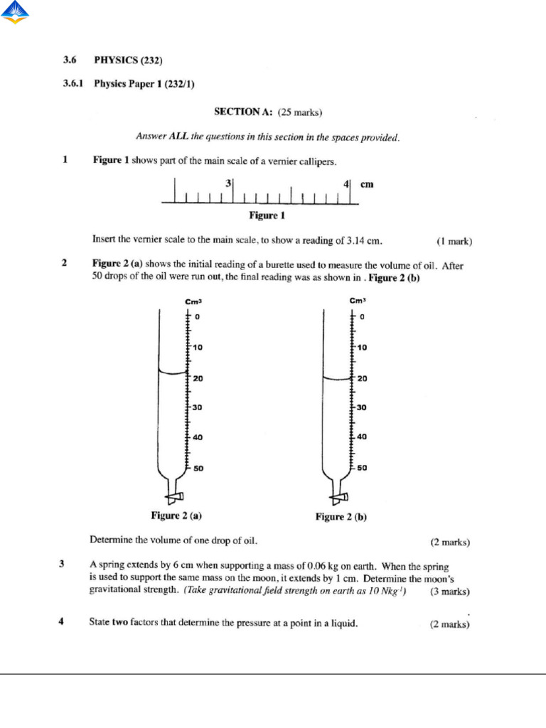 Kcse 2015 Physics Questions Paper 1 2 3 | PDF