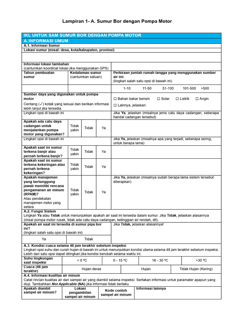 Sumur Bor Dengan Pompa Motor | PDF