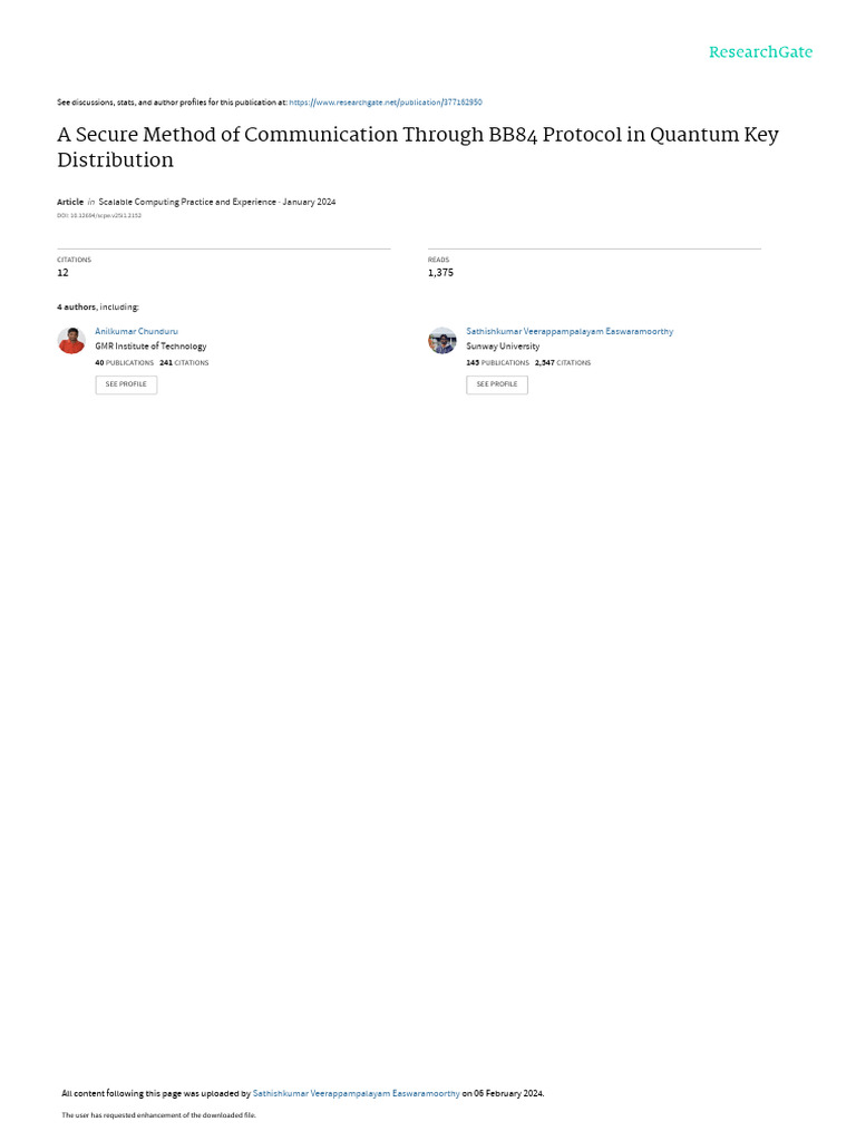 A Secure Method of Communication Through BB84 Prot | PDF | Encryption ...