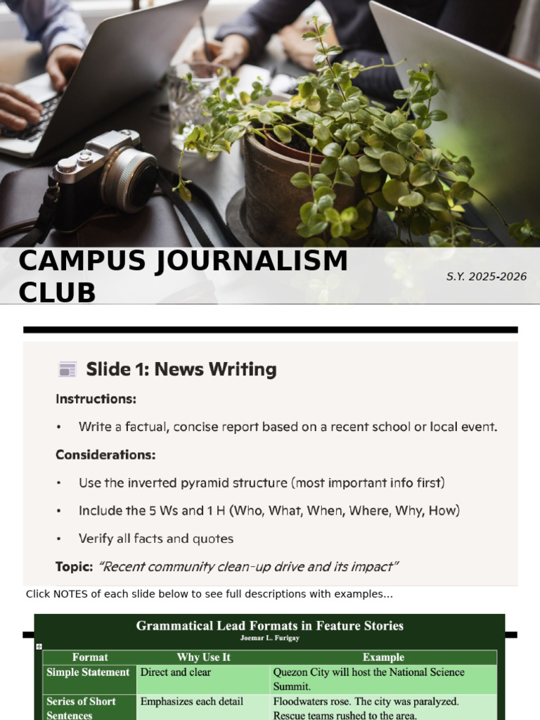 Campus Journalism Club Sy25 | PDF