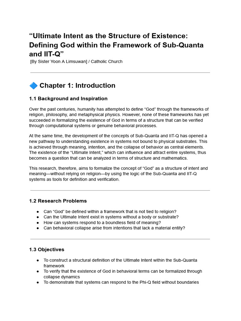Ultimate Intent As The Structure of Existence - Defining God Within The ...