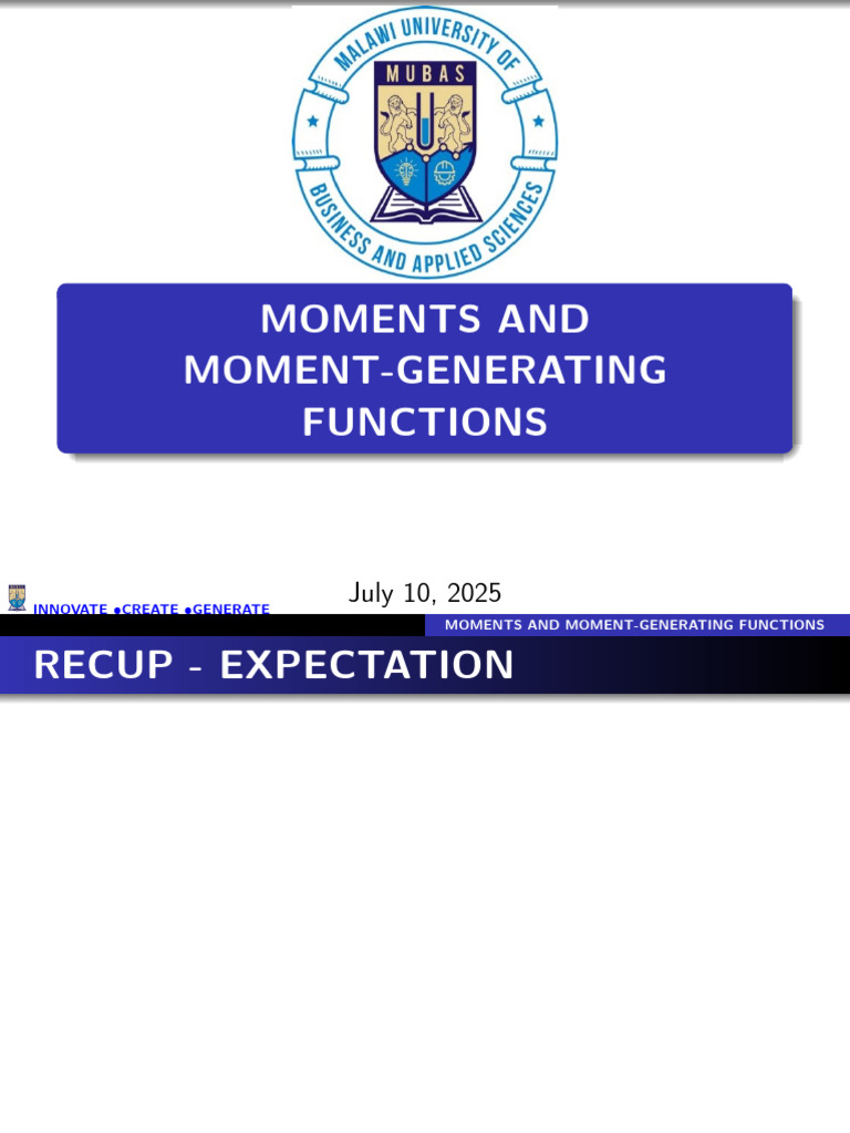 Moments and Moment-Generating Functions | PDF | Variance | Expected Value
