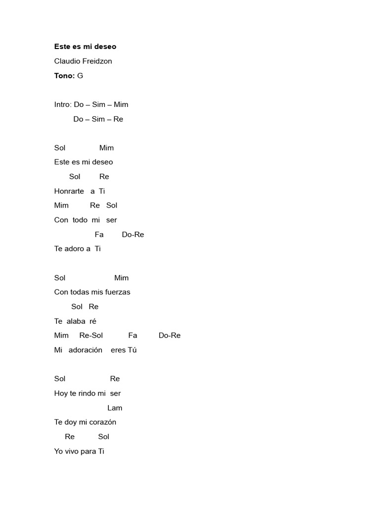 Letra de "Este es mi deseo" - Claudio Freidzon | PDF