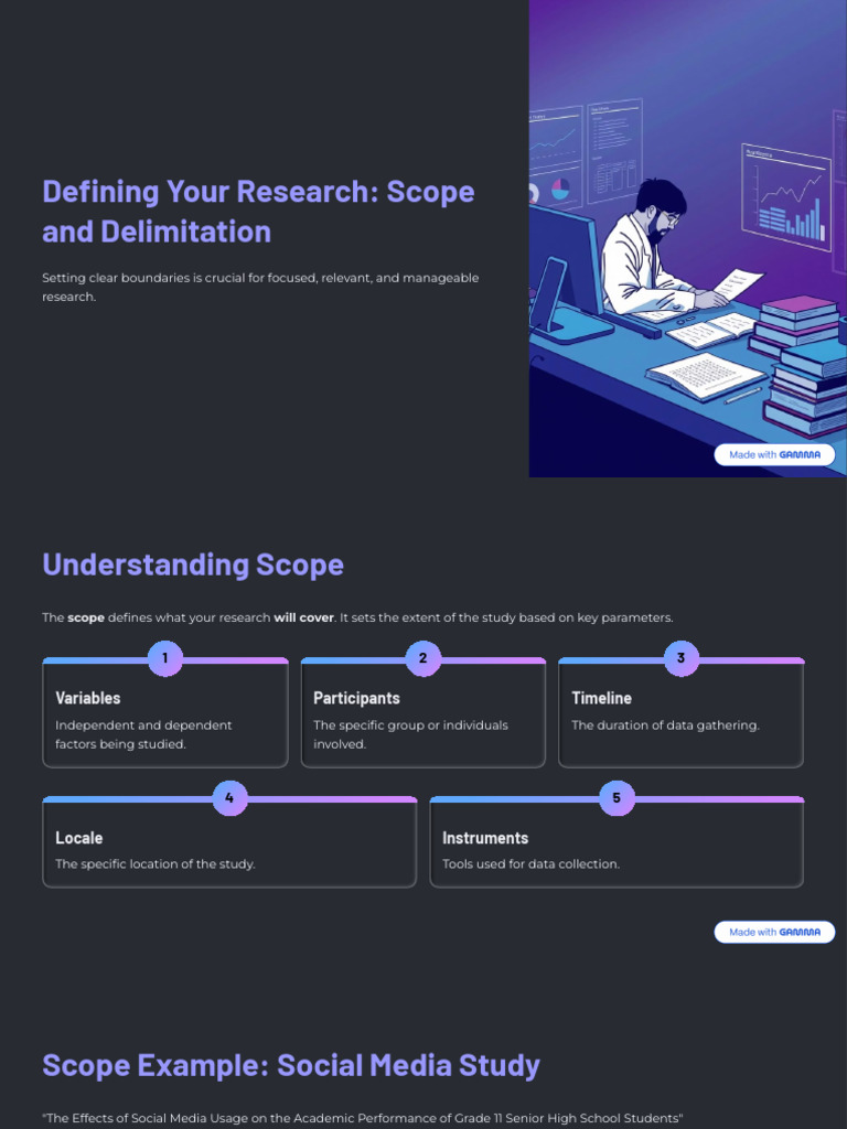 Defining Your Research Scope and Delimitation | PDF | Scope (Computer Science) | Data