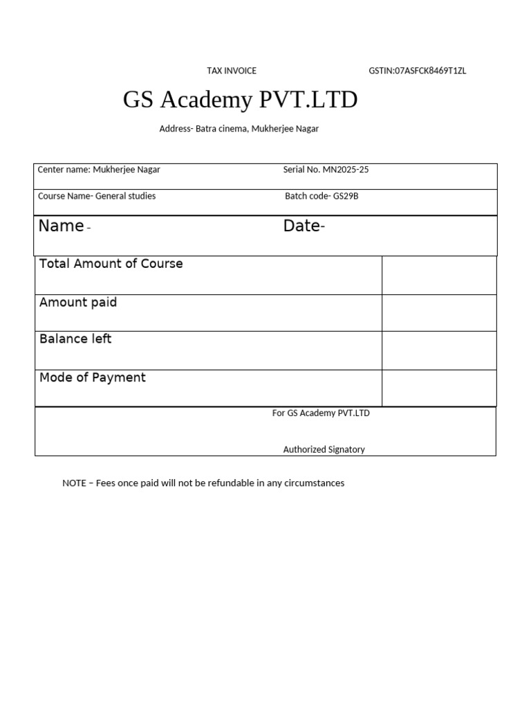 Tax Invoice Gstin | PDF
