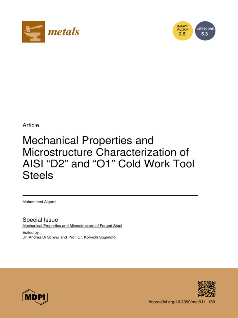 D2 vs O1 Steel: Properties and Microstructure | PDF | Deformation ...