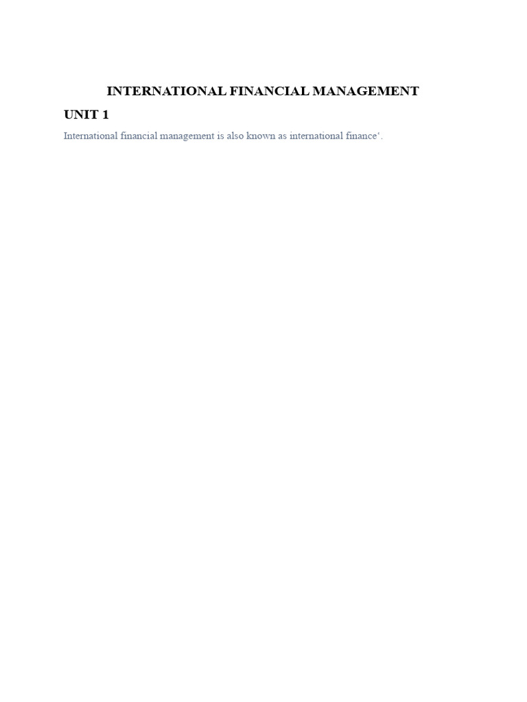 International Financial Management Overview | PDF | Balance Of Payments ...