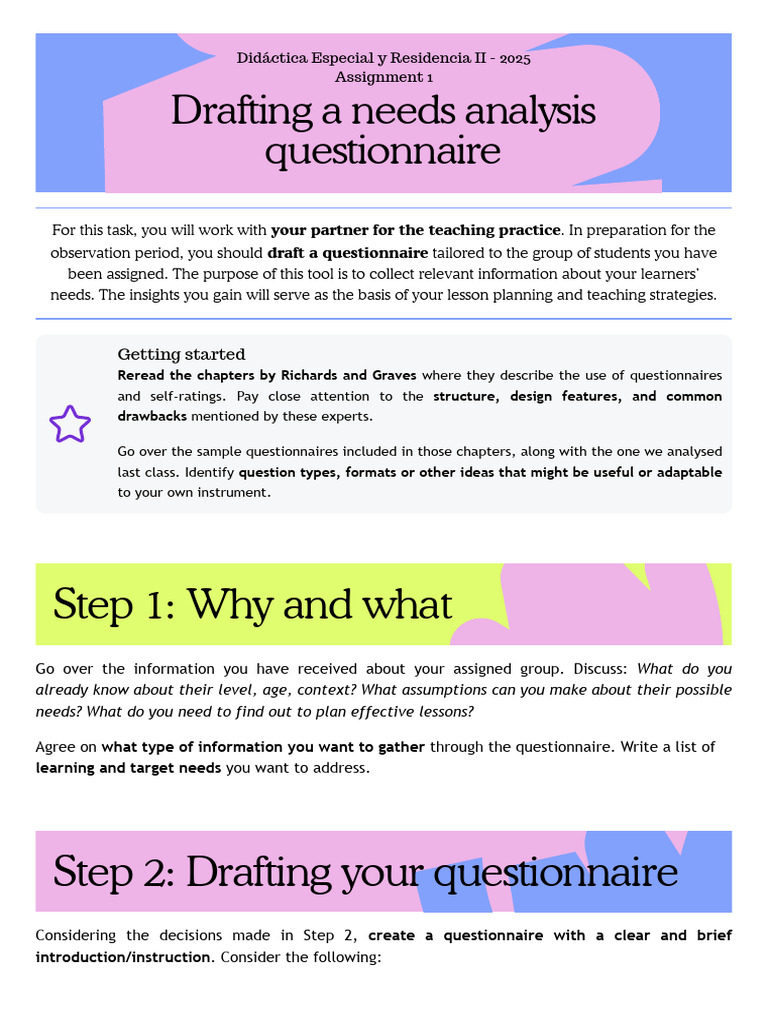 Needs Analysis Questionnaire Guide | PDF | Questionnaire | Human ...