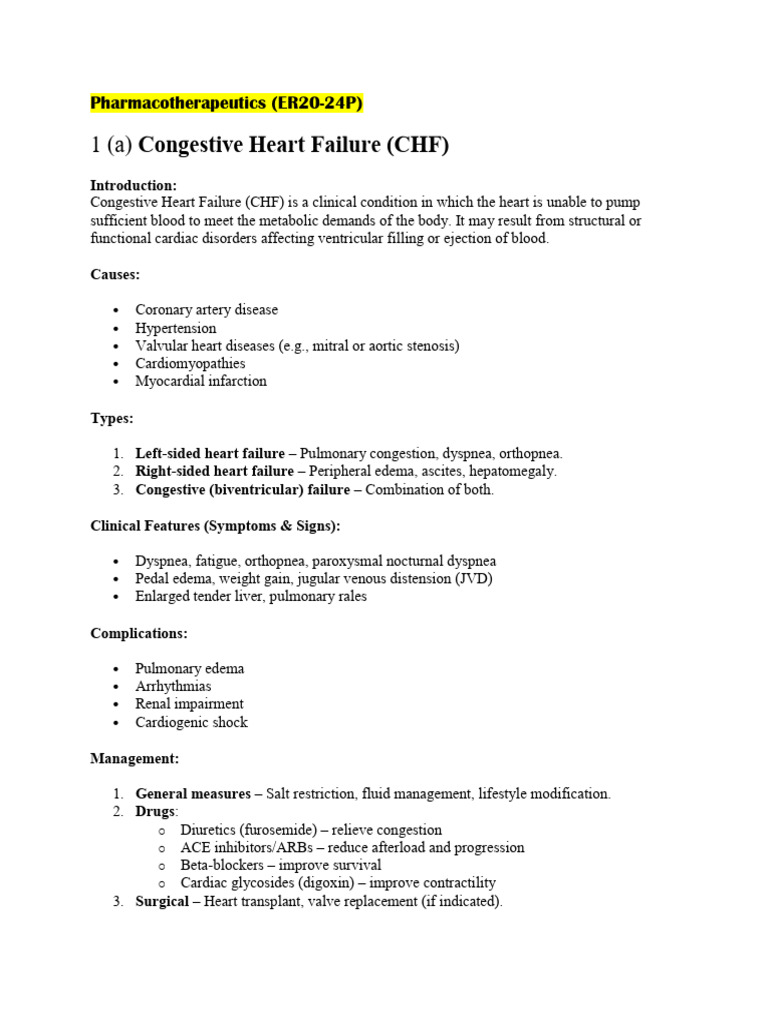 Congestive Heart Failure Overview | PDF