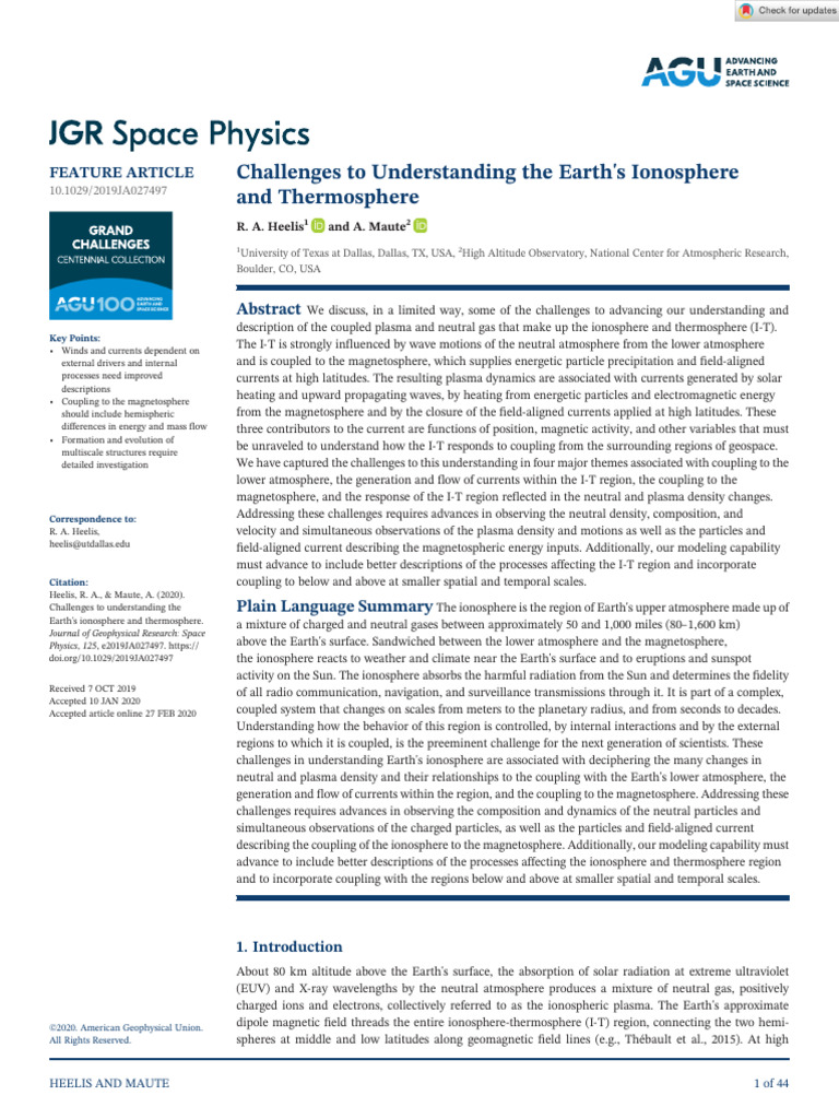 Understanding the Earth s Ionosphere and Thermosphere | PDF | Ionosphere | Plasma (Physics)