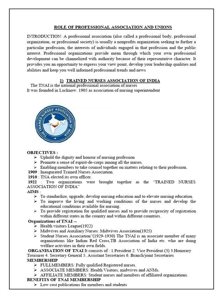 Professional Associations in Nursing | PDF | World Health Organization ...