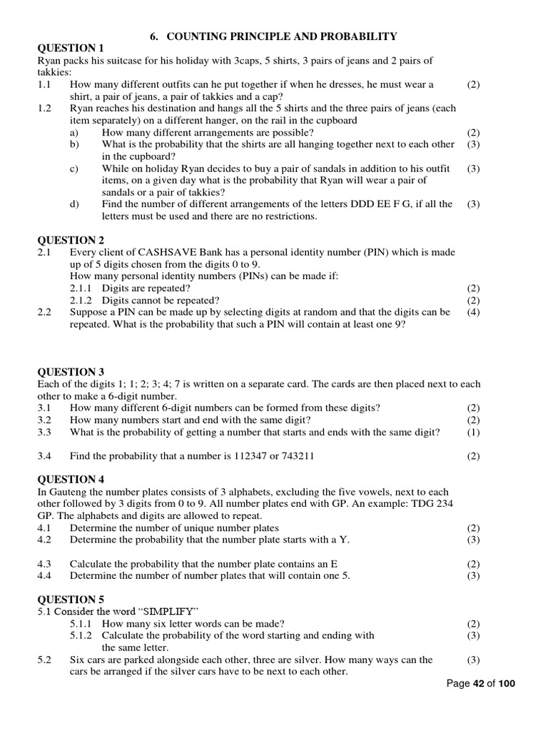 Counting Principle and Probability | PDF | Orthography | Linguistics