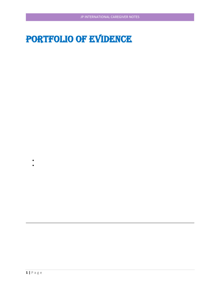 Caregiver Portfolio of Evidence Guide | PDF | Caregiver | Educational ...