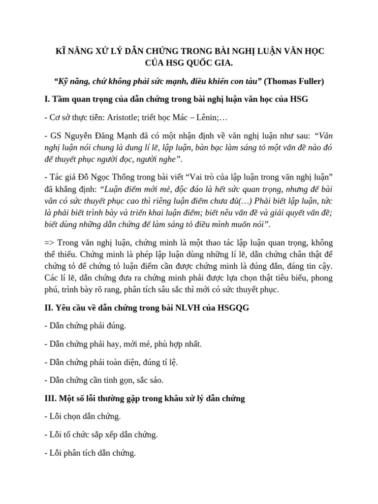 Dẫn Chứng HSG QG | PDF