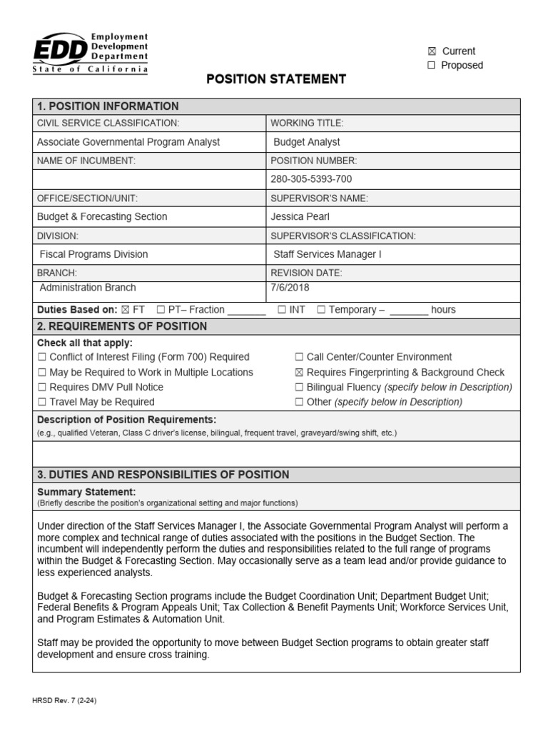Position Statement | PDF | Budget | Business