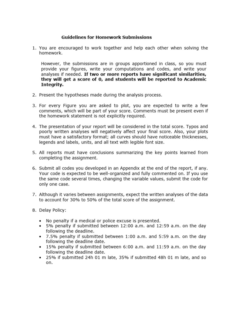 00 Guidelines For Homework Submissions | PDF