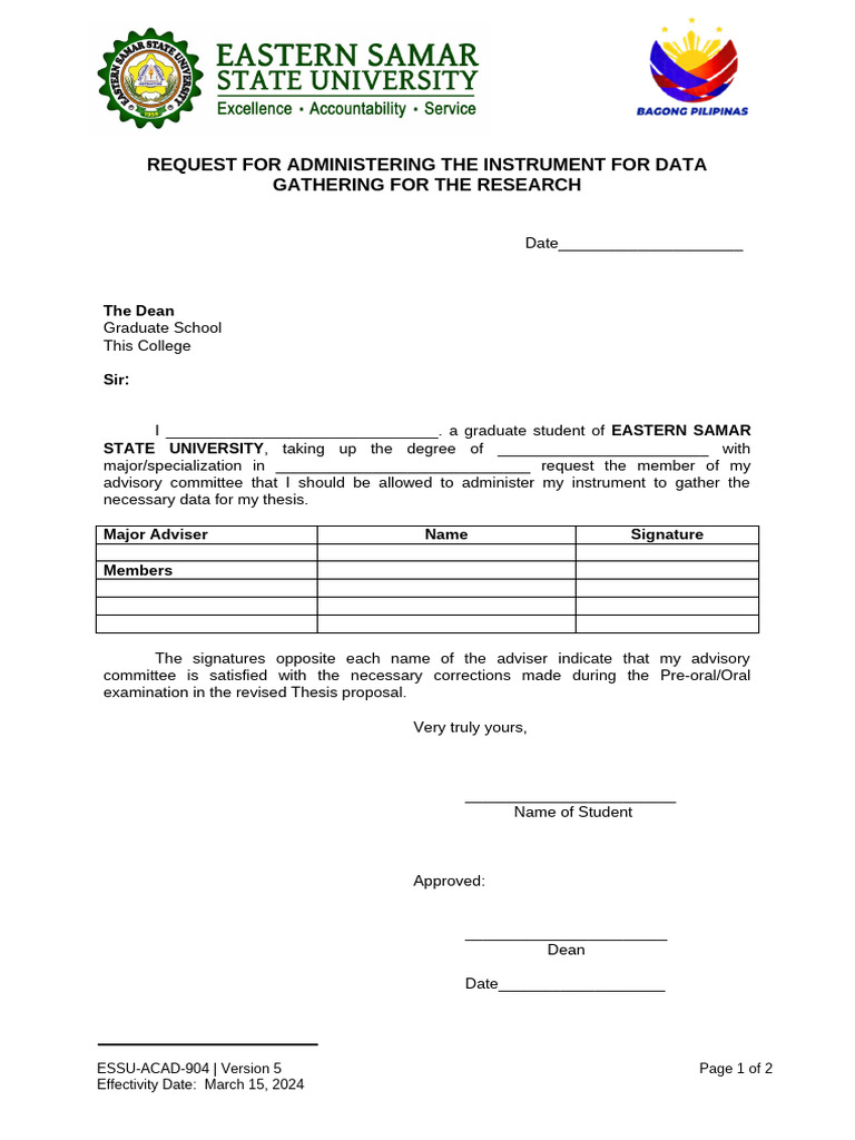 Thesis Data Gathering Request Form | PDF
