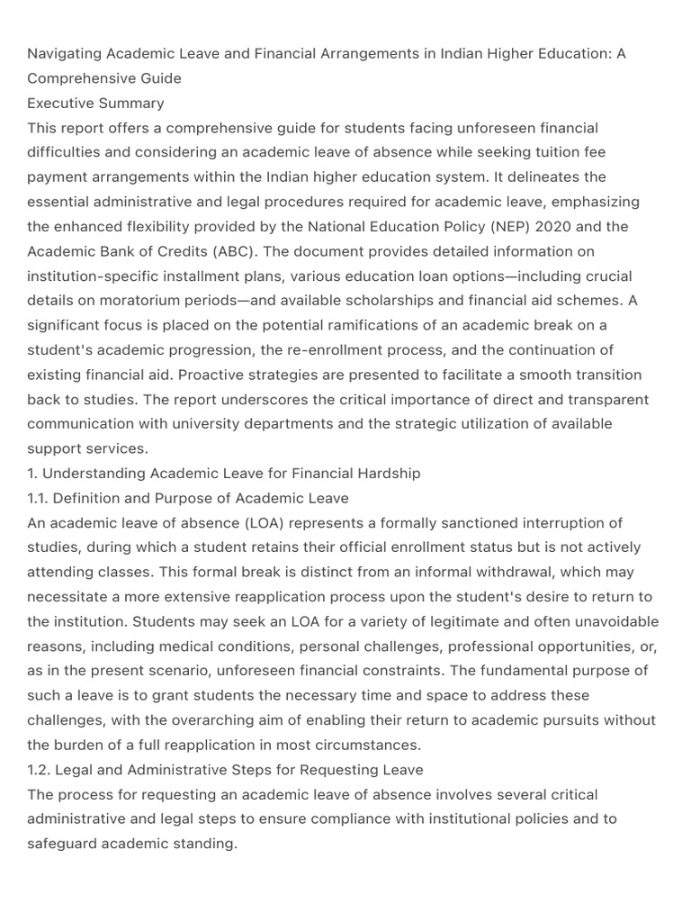 Academic Leave and Financial Aid Guide | PDF | Loans | Student Loan