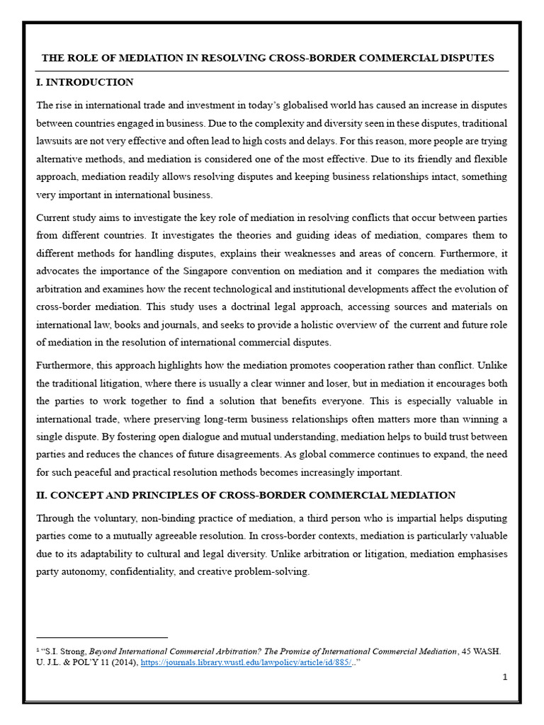Mediation in Cross-Border Disputes | PDF | Mediation | Arbitration