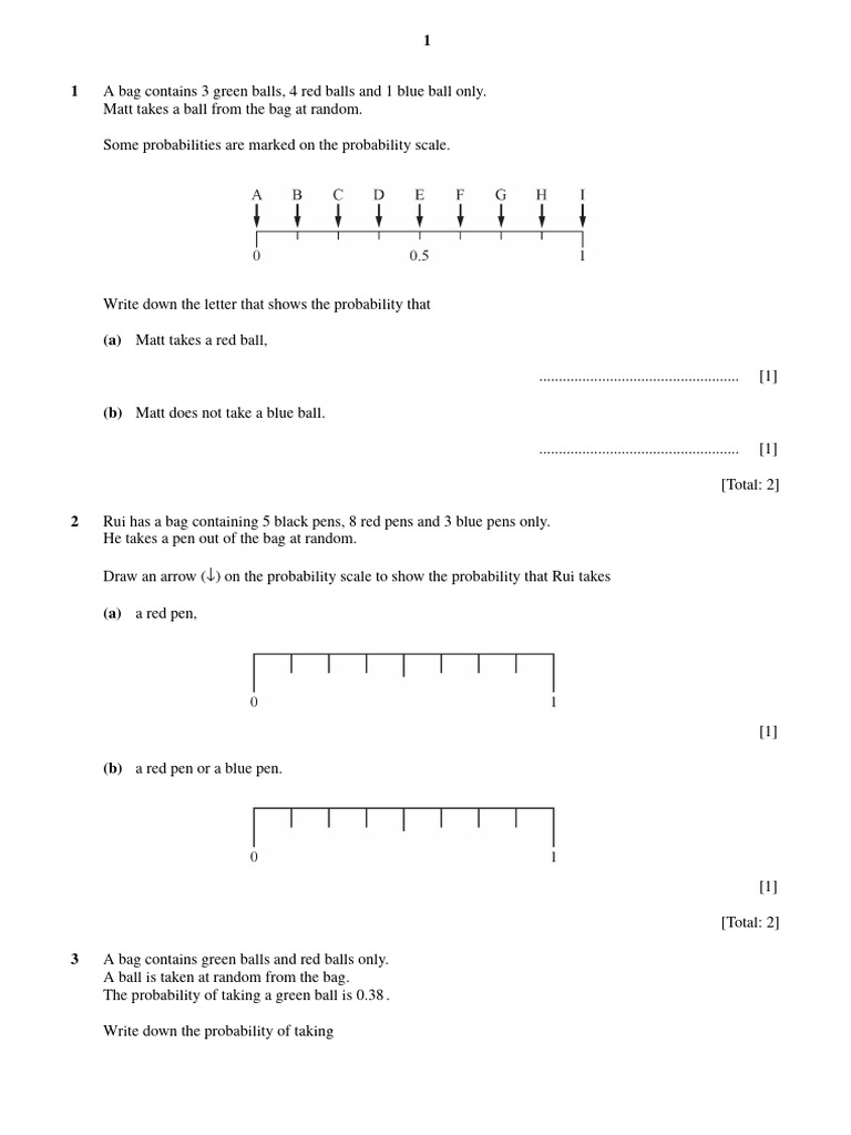 Probability Problems with Balls and Pens | PDF | Probability Theory ...