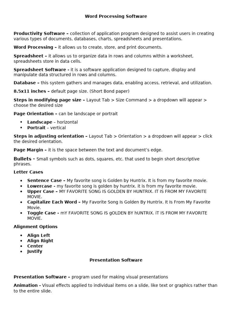 Overview of Word Processing Software | PDF | Spreadsheet | Page Layout