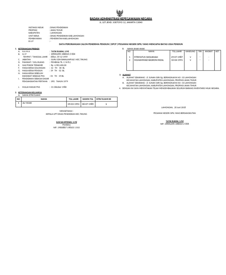 Data DPCP Pegawai Negeri Sipil | PDF