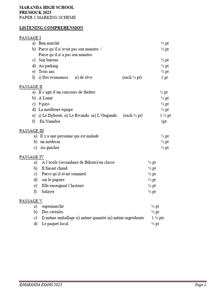 2023 Maranda Pre-Mock FREPP1MS | PDF | Linguistics | Grammar