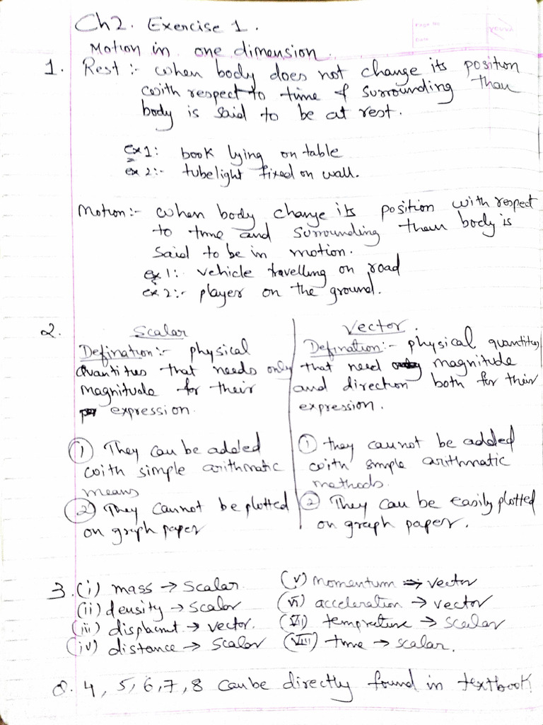 Motion in One Dimension Exercises | PDF