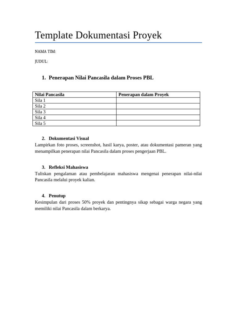 Template Dokumentasi Proyek Pancasila | PDF