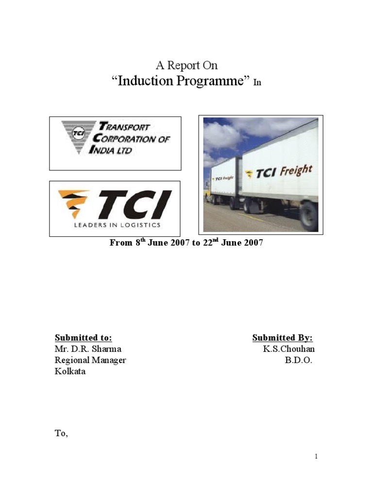 Induction Report | PDF | Cheque | Cargo