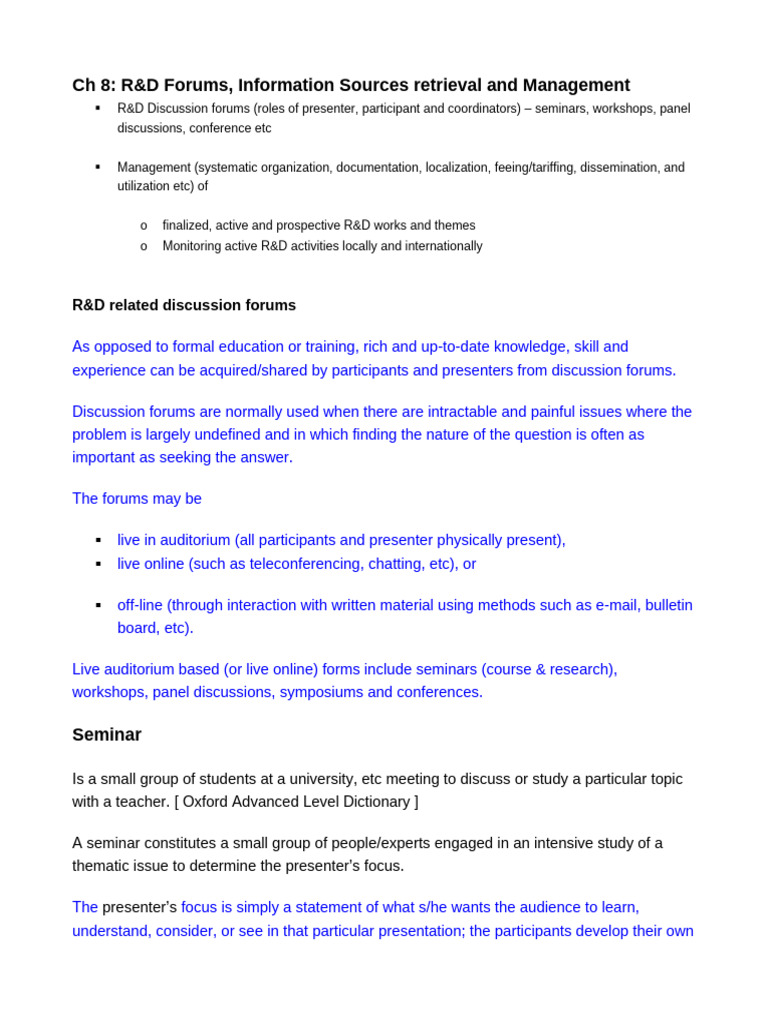 R&D Forums: Management and Discussion Strategies | PDF | Thesis | Books