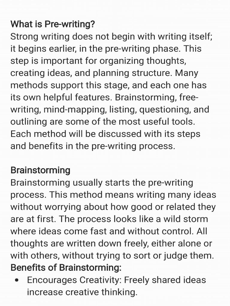 Pre-Writing + Drafting and Editing Notes | PDF